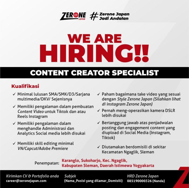 Lowongan Kerja Content Creator Specialist - Sales Distribution ...