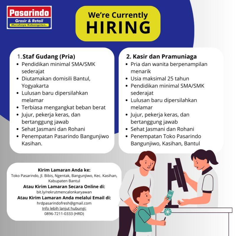 Lowongan Kerja Staf Gudang - Kasir dan Pramuniaga di Pasarindo Grosir & Retail - LokerJogja.ID