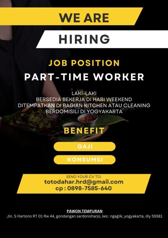 Lowongan Kerja Part Time Worker di Pawon Tempuran - LokerJogja.ID