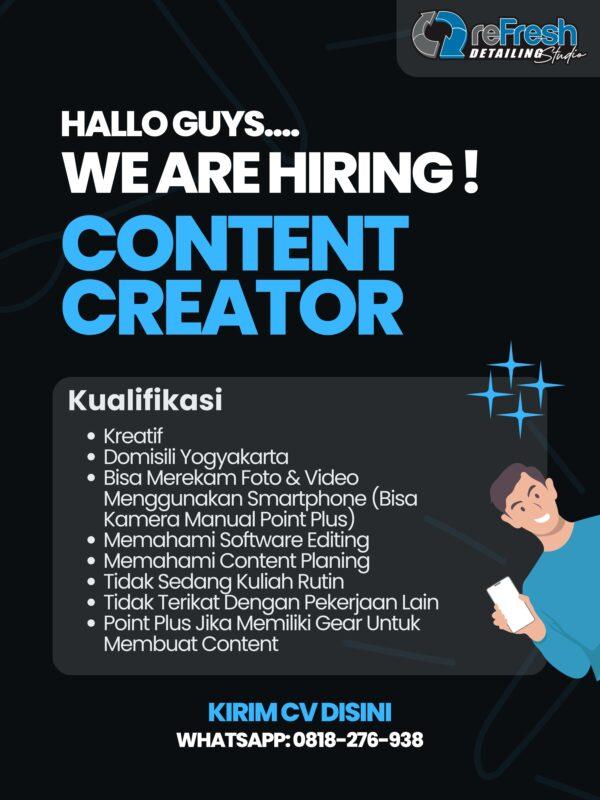 Lowongan Kerja Konten Kreator di Refresh Detailing Studio - LokerJogja.ID