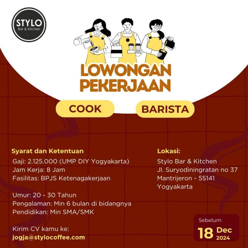 Lowongan Kerja Cook & Barista di Stylo Bar and Kitchen - LokerJogja.ID