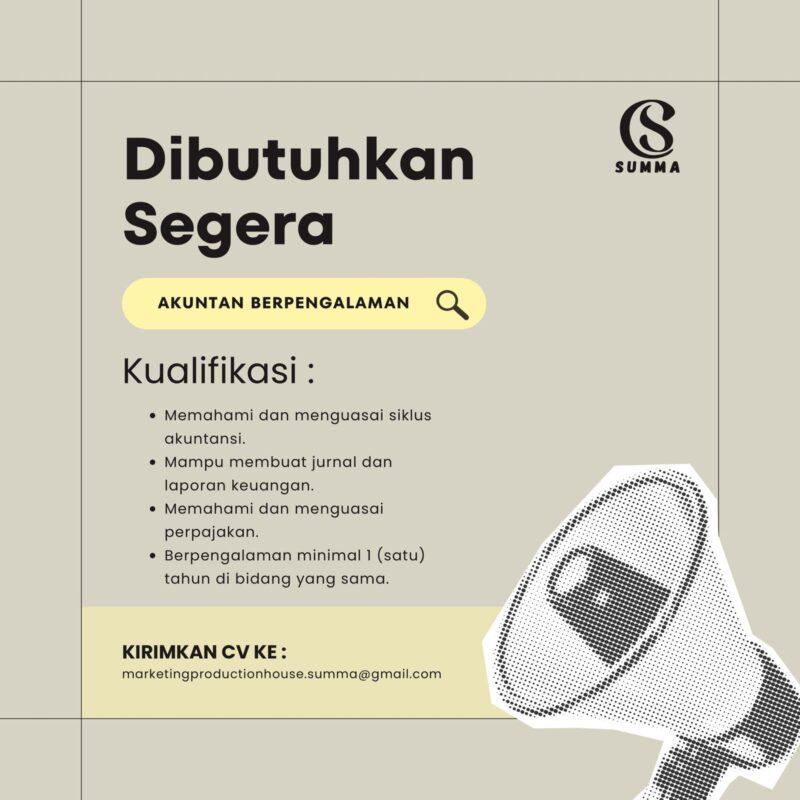 Lowongan Kerja Accounting di Summa Production House - LokerJogja.ID