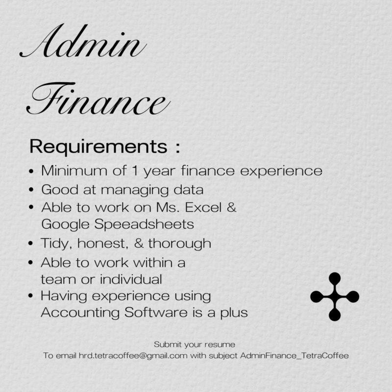 Lowongan Kerja Admin Accounting Di Tetra Coffee Eatery Lokerjogja Id