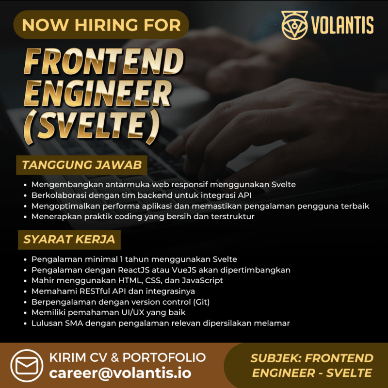 Lowongan Kerja Frontend Engineer di Volantis Technology - LokerJogja.ID