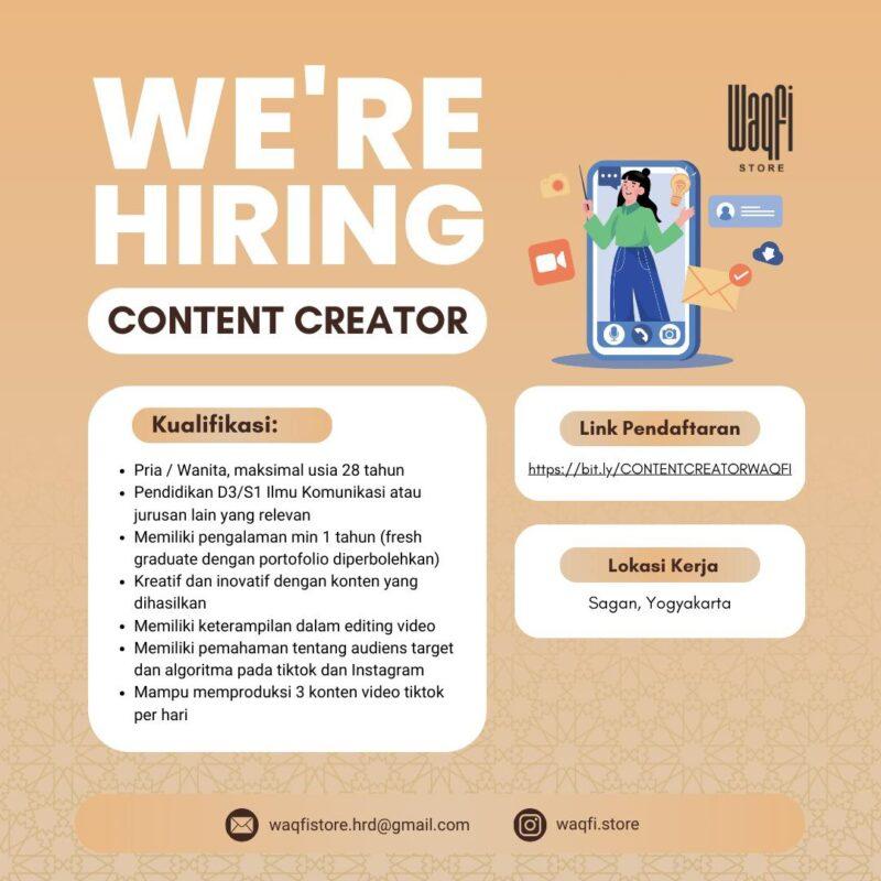 Lowongan Kerja Content Creator di Waqfi Store - LokerJogja.ID