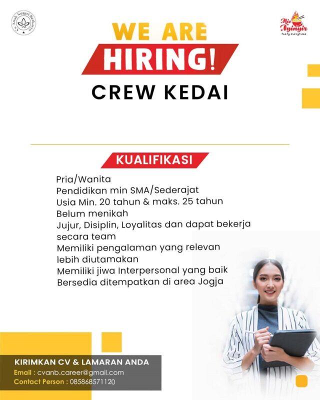 Lowongan Kerja Crew Kedai di CV. Anak Negeri Berkarya (Mie Nyinyir ...