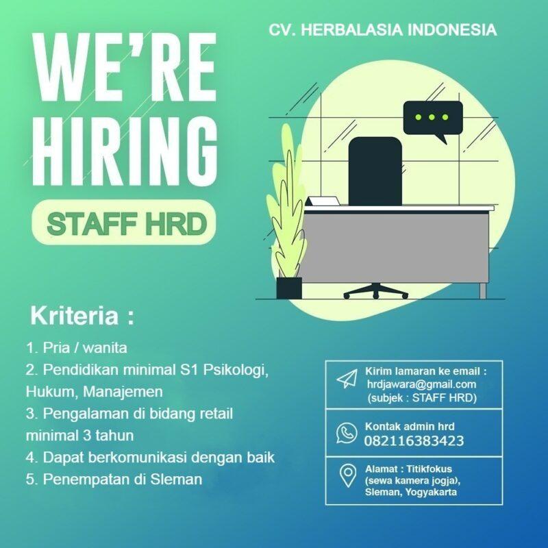Lowongan Kerja HRD di CV. Herbalasia Indonesia - LokerJogja.ID