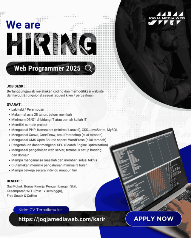 Lowongan Kerja Web Programmer di CV. Jogja Media Web (JMW) - LokerJogja.ID