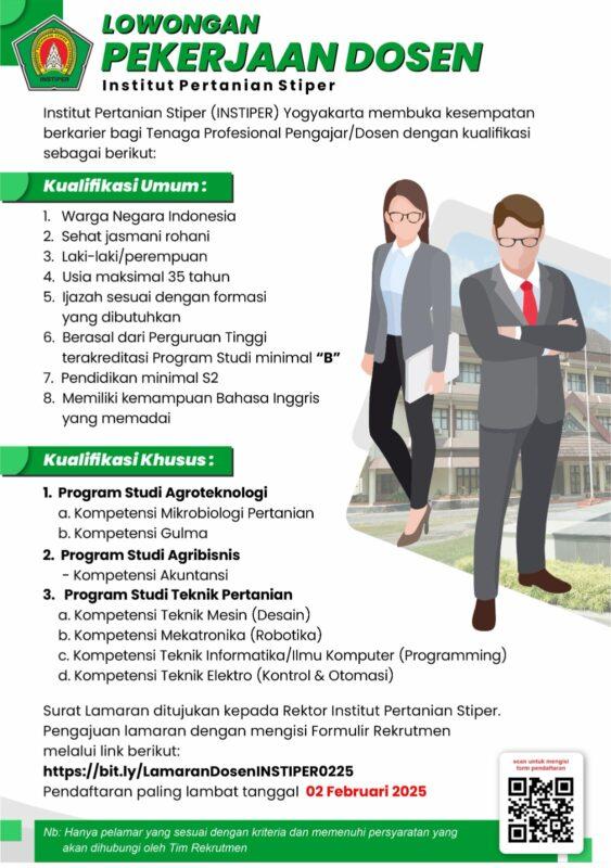 Lowongan Kerja Dosen Prodi (Argoteknologi, Agribisnis, Teknik Pertanian ...