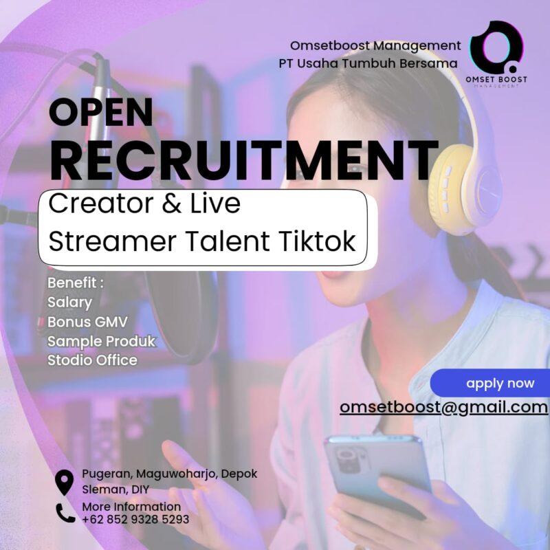 Lowongan Kerja Host Live Streaming Tiktok di Omset Booster Management ...