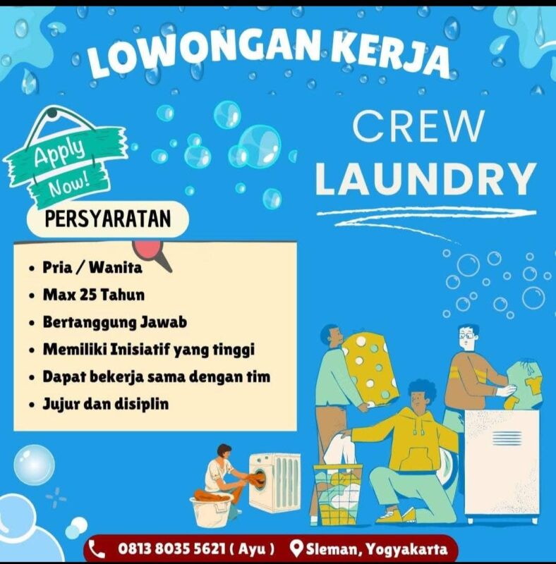 Lowongan Kerja Crew Laundry di Opera Sabun Coin Laundry - LokerJogja.ID