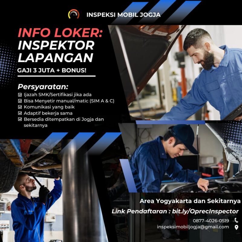 Lowongan Kerja Inspektor di PT. Inspeksi Mobil Jogja - LokerJogja.ID