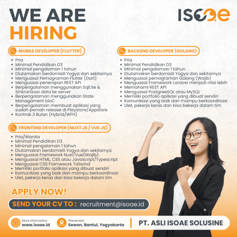 Lowongan Kerja Backend Developer Golang Frontend Developer Nuxt Js Vue Js Mobile