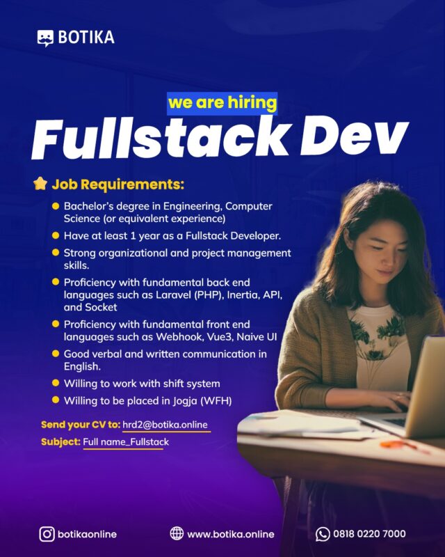 Lowongan Kerja Fullstack Developer di PT. Botika Teknologi Indonesia ...