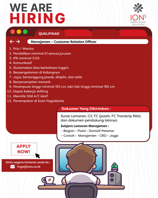 Lowongan Kerja CRO - Staff Legal - Adm. Edukasi - Adm. Pendidikan - Manager Operasional - Kepala ...
