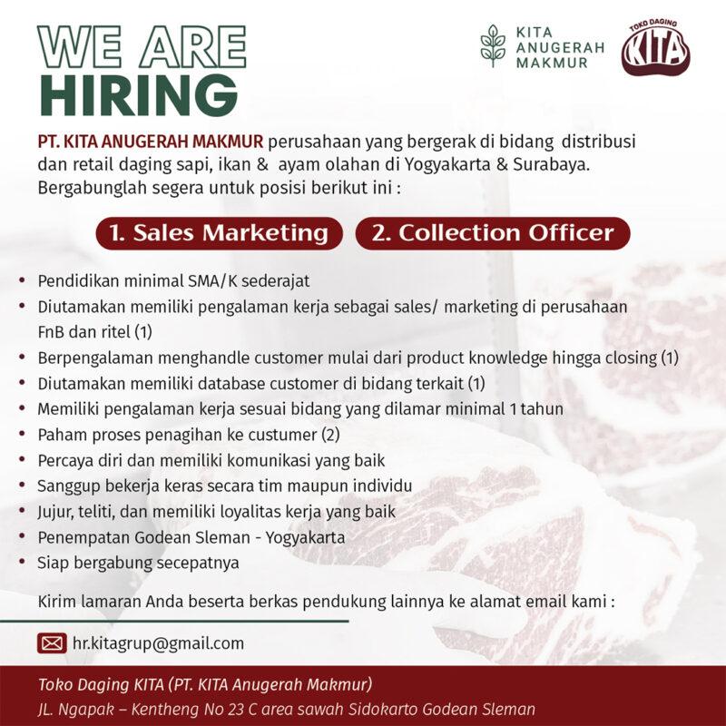 Lowongan Kerja Sales Marketing - Collection Officer di PT. Kita Anugerah Makmur (Toko Daging ...