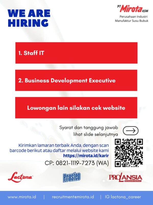 Lowongan Kerja Staff IT - Bussines Development Executive di PT. Mirota ...
