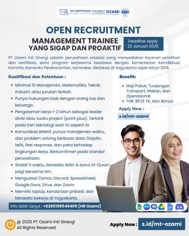 Lowongan Kerja Management Trainee di PT. Ozami Inti Sinergi (Indobot Academy) - LokerJogja.ID