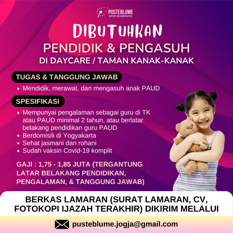 Lowongan Kerja Pendidik & Pengasuh PAUD di Pusteblume Daycare and ...