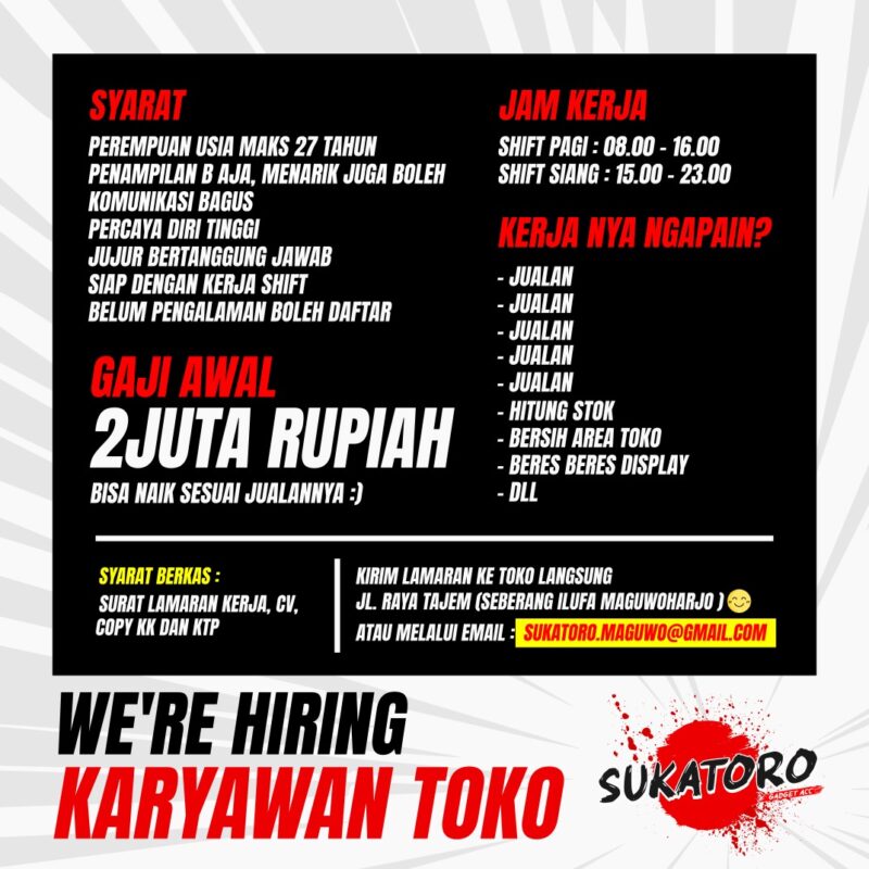 Lowongan Kerja Karyawan Toko di Sukatoro Accesories - LokerJogja.ID
