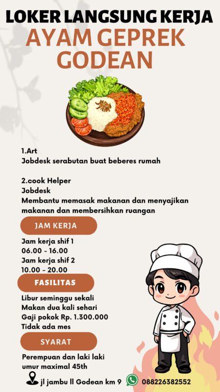 Lowongan Kerja ART - Cook Helper di Ayam Geprek Godean - LokerJogja.ID