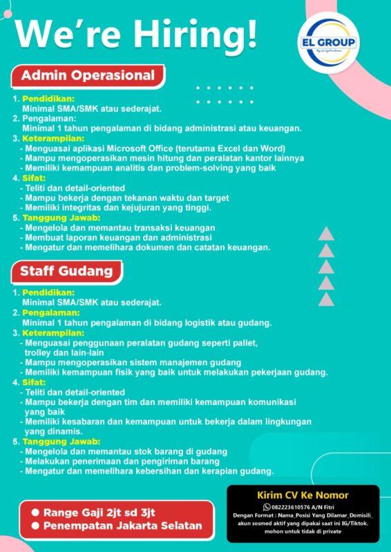Lowongan Kerja Admin Operasional - Staff Gudang di El Group - LokerJogja.ID