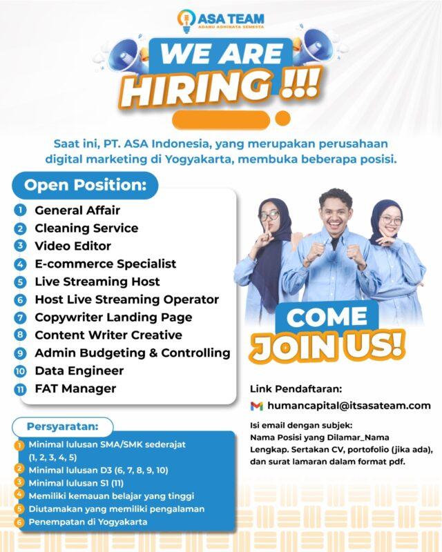 Lowongan Kerja General Affair - Cleaning Service - Video Editor ...