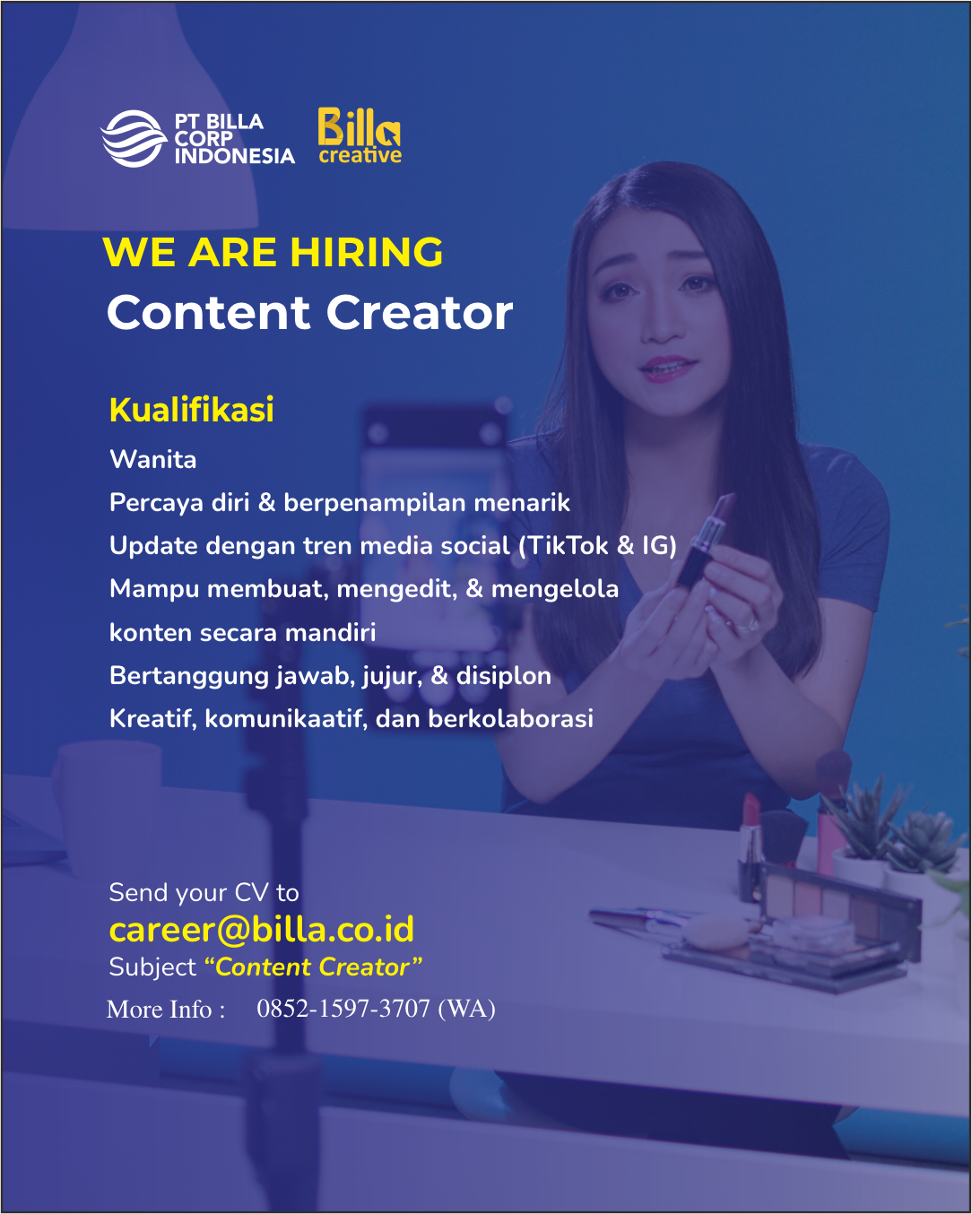Lowongan Kerja Customer Service - Deal Maker - Digital Ads Specialist - Videographer - Editor ...