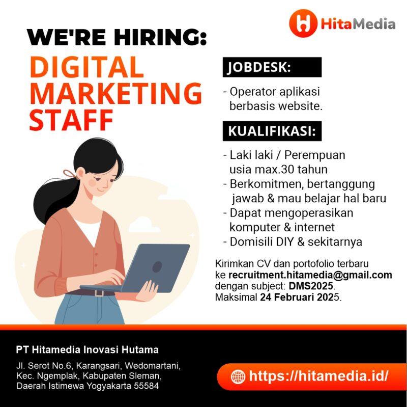 Lowongan Kerja Digital Marketing Staff di PT. Hitamedia Inovasi Hutama - LokerJogja.ID