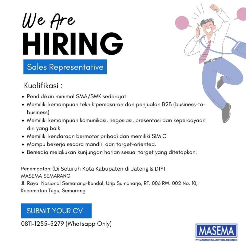Lowongan Kerja Sales Representative di PT. Makmur Sejahtera Mesindo (Masema) - LokerJogja.ID