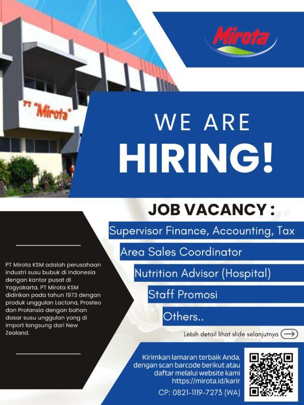 Lowongan Kerja SPV Finance Accounting Tax - Staff Promosi - Mirota ...