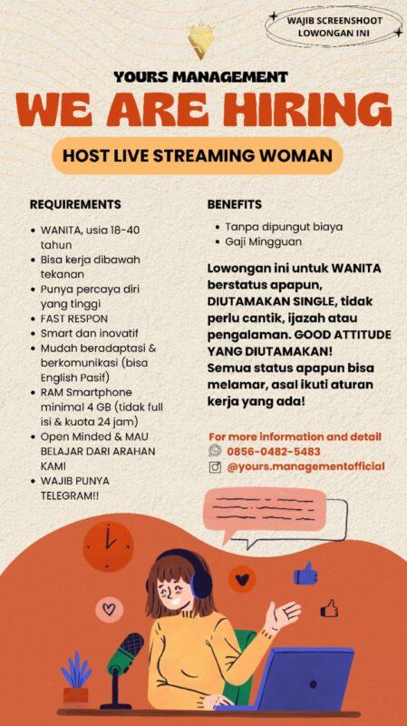 Lowongan Kerja Host Live Streaming di Yours Management - LokerJogja.ID