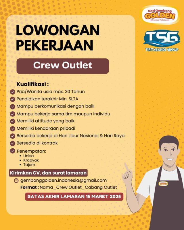 Lowongan Kerja Crew Outlet di Roti Gembong Golden Indonesia - LokerJogja.ID