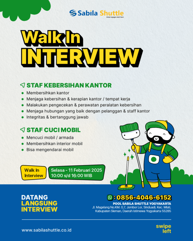 Lowongan Kerja Petugas Kebersihan di Sabila Shuttle - LokerJogja.ID