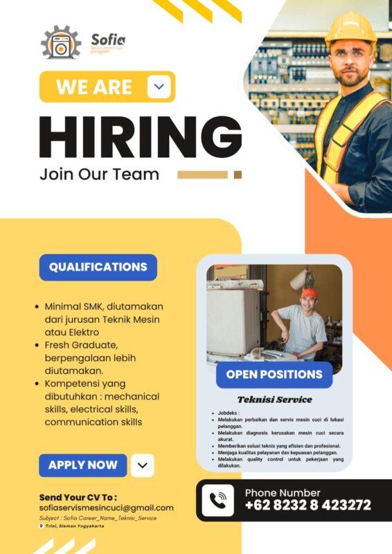 Lowongan Kerja Teknisi Service di Sofia Servis Mesin Cuci Panggilan ...
