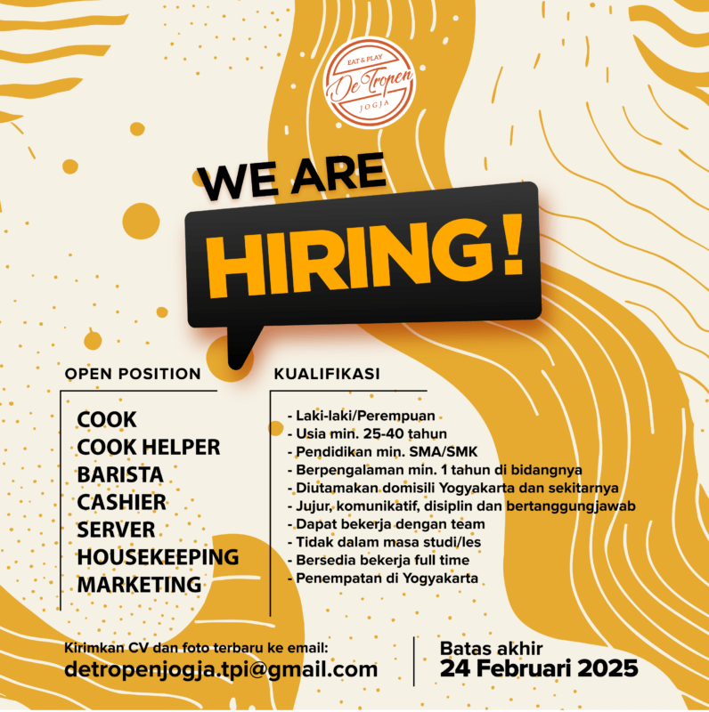 Lowongan Kerja Cook - Cook Helper - Barista - Cashier - Server - Housekeeping - Marketing di ...