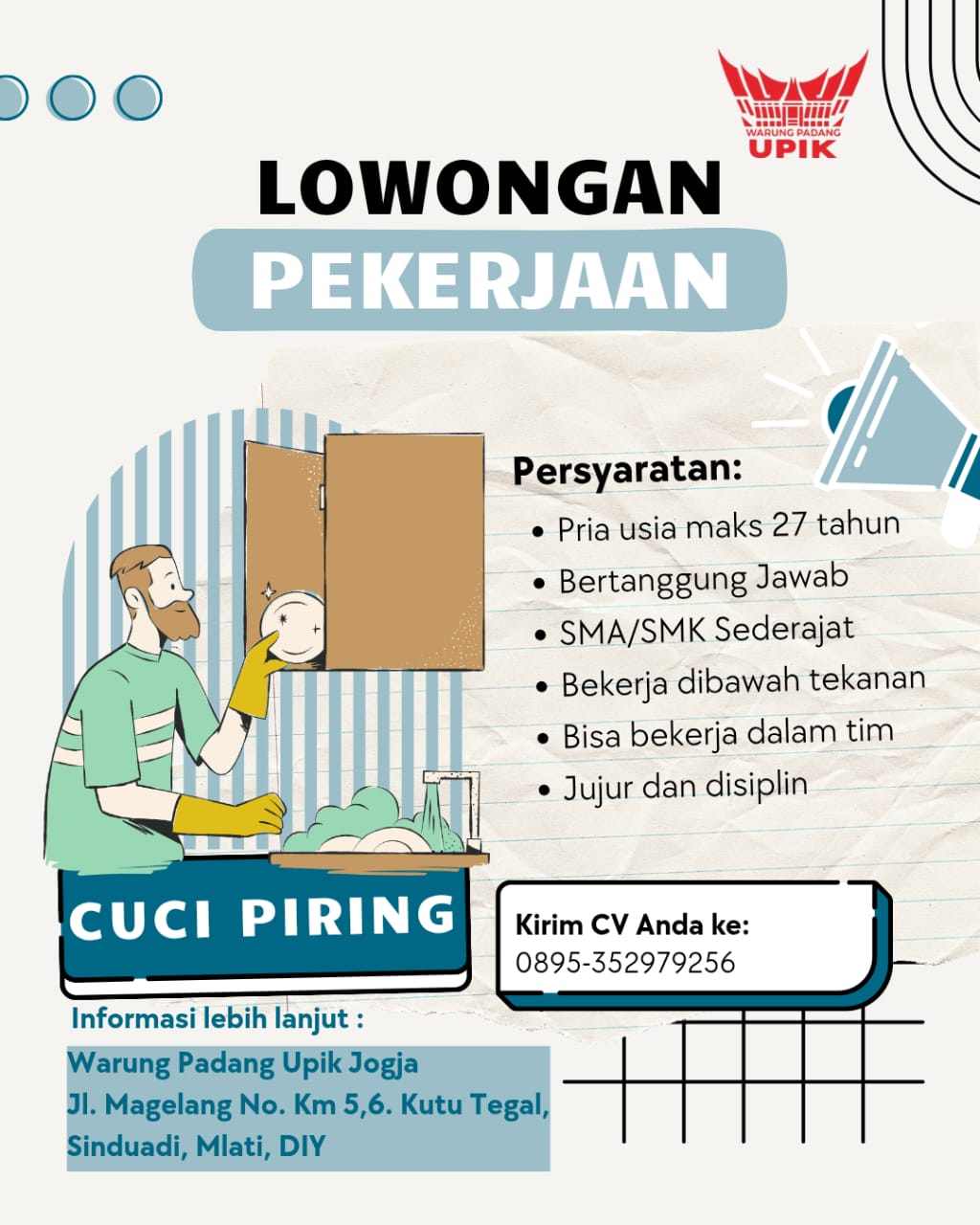 Lowongan Kerja Cuci Piring - Cook Helper - Waiters Part Time - Content ...