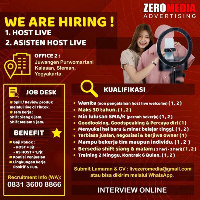 Lowongan Kerja Host Live - Asisten Host Live di Zero Media Advertising ...