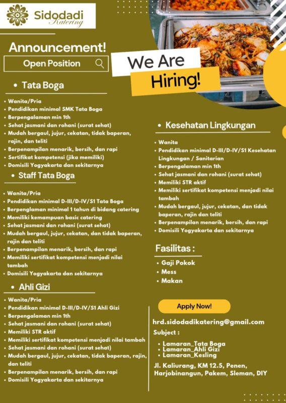 Lowongan Kerja Tata Boga - Ahli Gizi - Kesehatan Lingkungan di CV ...