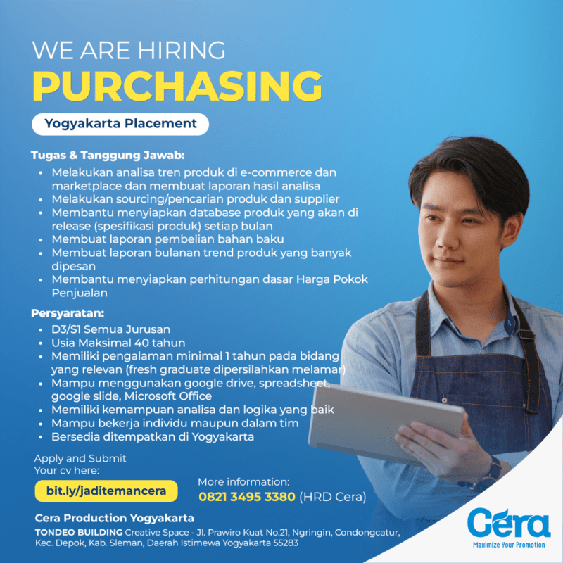 Lowongan Kerja Purchasing di Cera Production - LokerJogja.ID