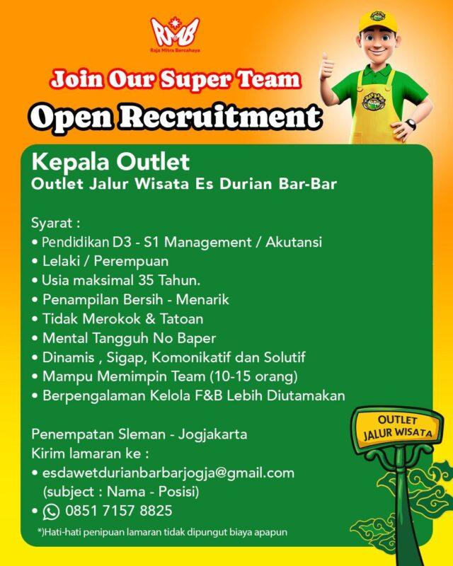 Lowongan Kerja Kepala Outlet - Server & Barista di Es Dawet Durian Bar ...
