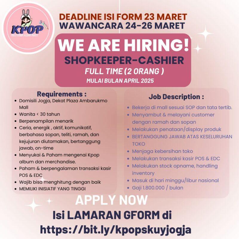 Lowongan Kerja Shopkeeper - Cashier di Kpopskuy - LokerJogja.ID