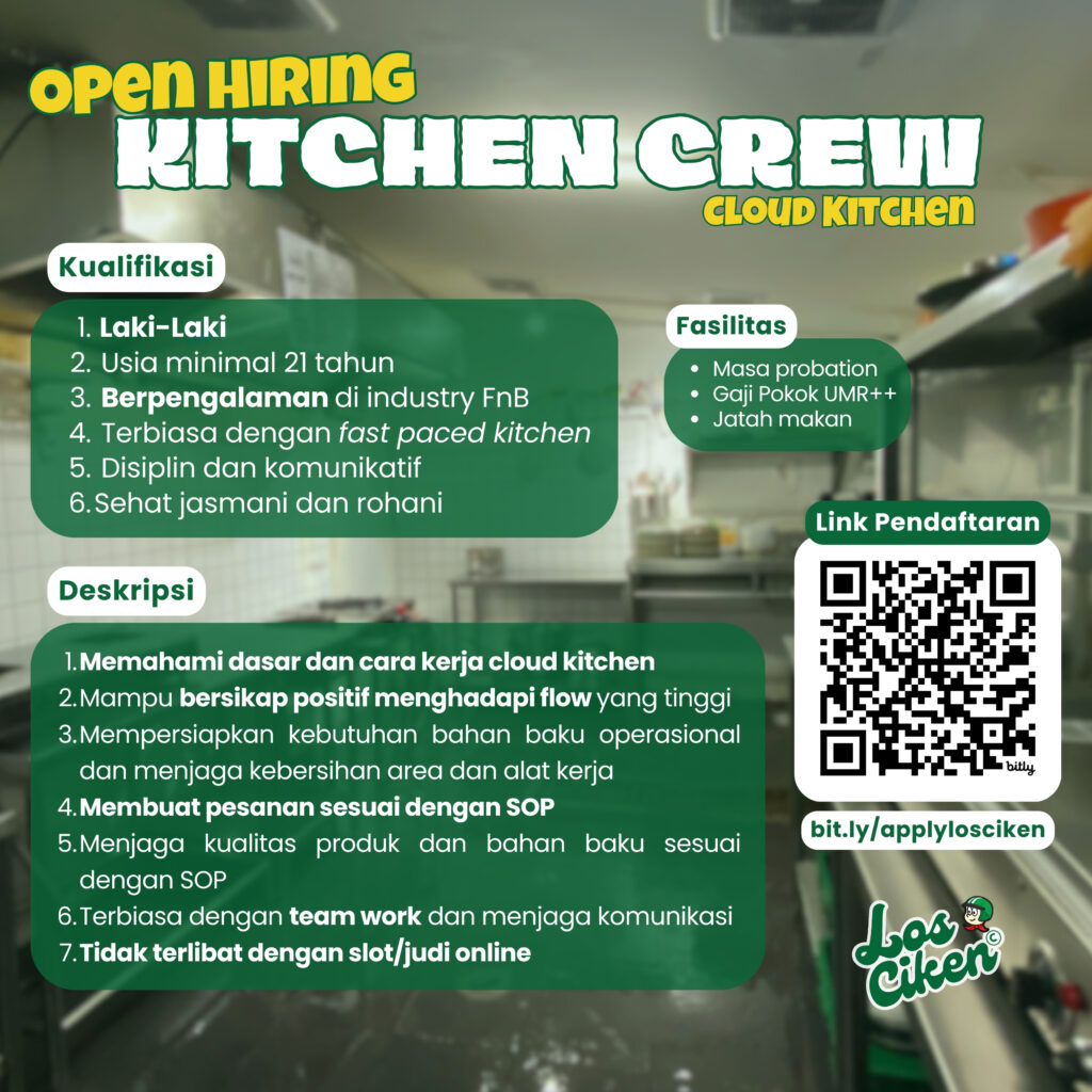 Lowongan Kerja Kitchen Crew - Cloud Kitchen di Los Ciken - LokerJogja.ID