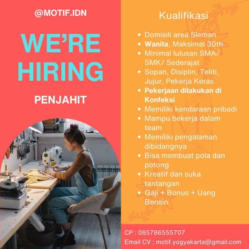 Lowongan Kerja Penjahit di Motif.idn - LokerJogja.ID