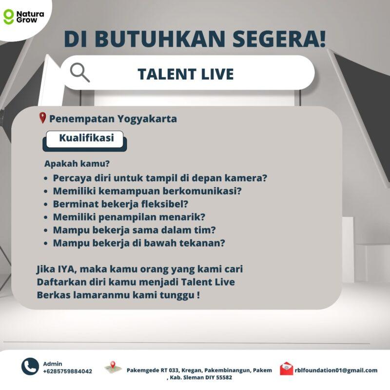 Lowongan Kerja Talent Live di Natura Grow - LokerJogja.ID