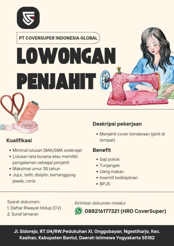 Lowongan Kerja Penjahit di PT. CoverSuper Indonesia Global - LokerJogja.ID