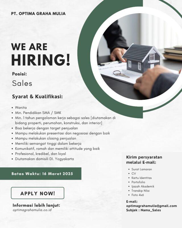 Lowongan Kerja Sales di PT. Optima Graha Mulia - LokerJogja.ID