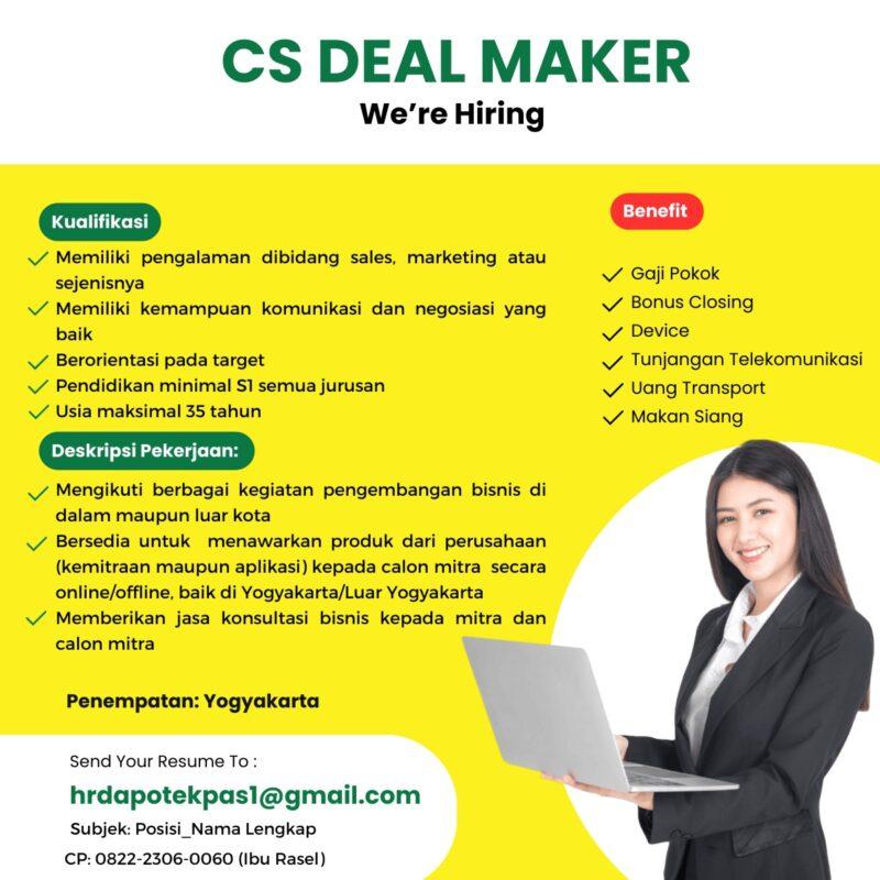Lowongan Kerja CS Deal Maker di PT. Pesona Bunga Medika - LokerJogja.ID