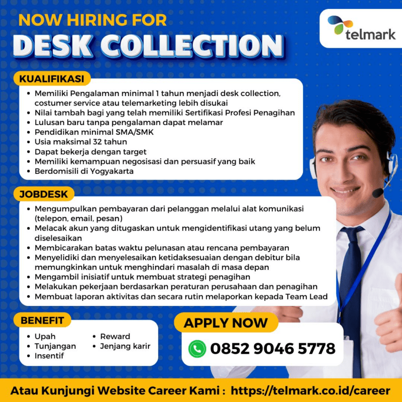Lowongan Kerja Desk Collection di PT. Telmark - LokerJogja.ID