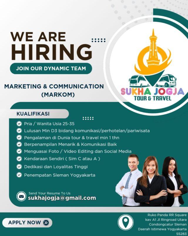 Lowongan Kerja Marketing & Communication di Sukha Jogja Tour and Travel - LokerJogja.ID